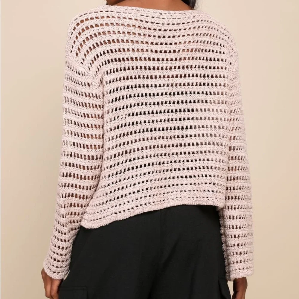 Lulus | Tops | New Lulus Naturally Pretty Beige Crochet Knit Crew Neck ...